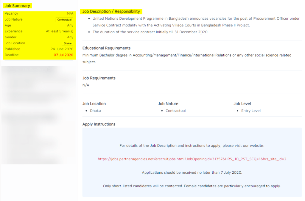 UNDP Bangladesh New Job Circular 2020 | Apply Process